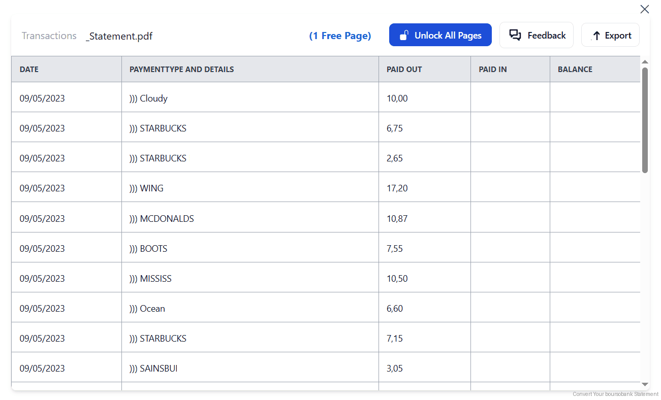 BoursoBank Bank Statement Converter
